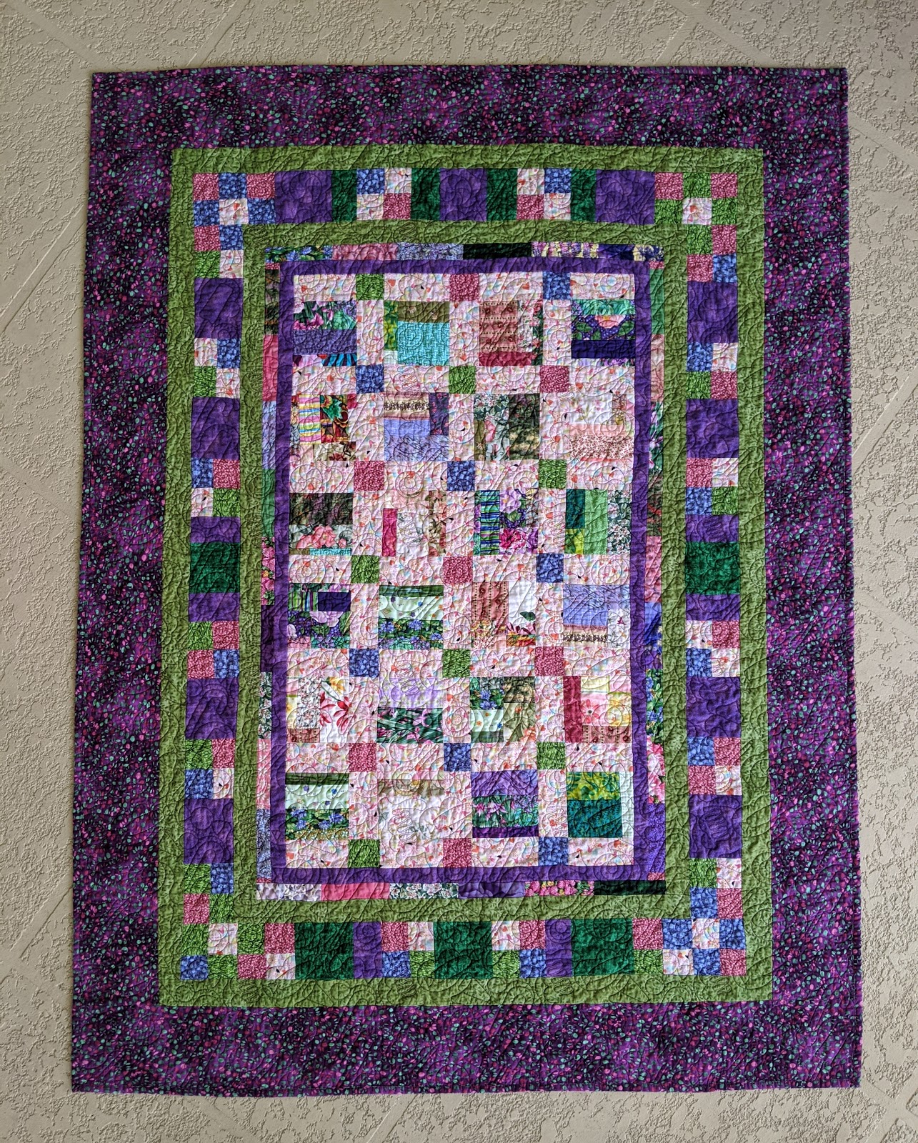 Purple & Green Scrappy Youth Quilt