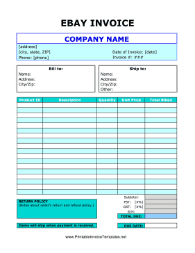 Ebay Invoice Sample - Invoice Template