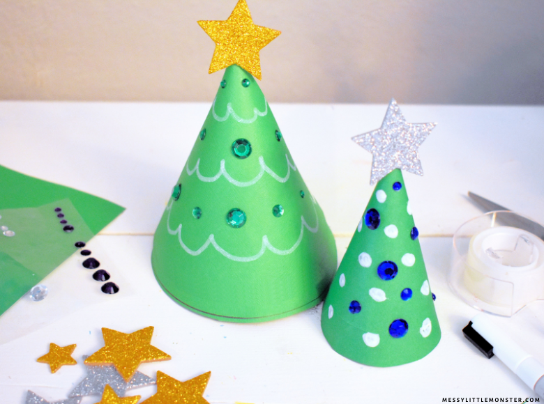 Paper Cone Christmas Tree Craft - Messy Little Monster