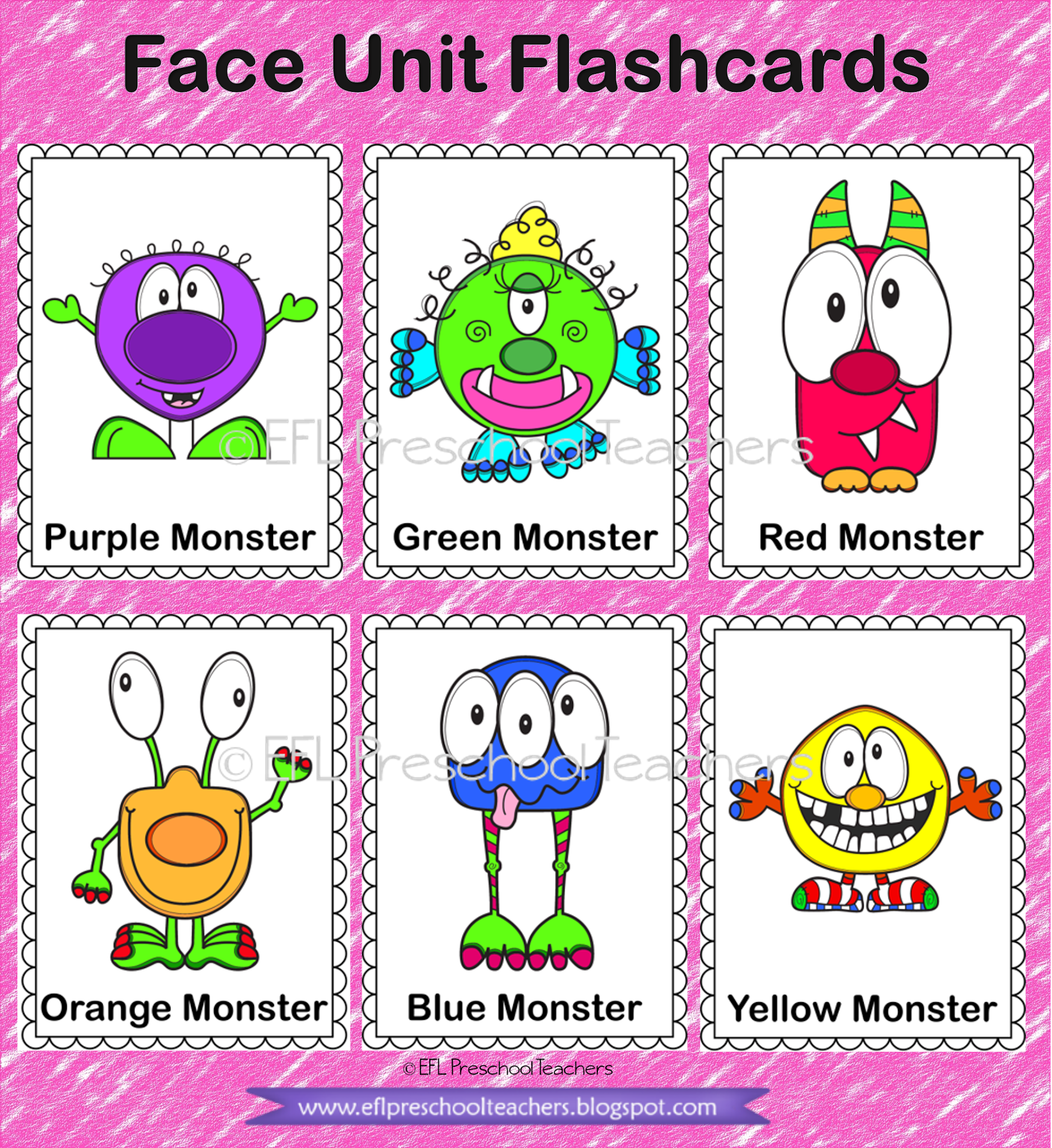 ESL/EFL Preschool Teachers: Face Theme Flashcards for Kindergarten EFL