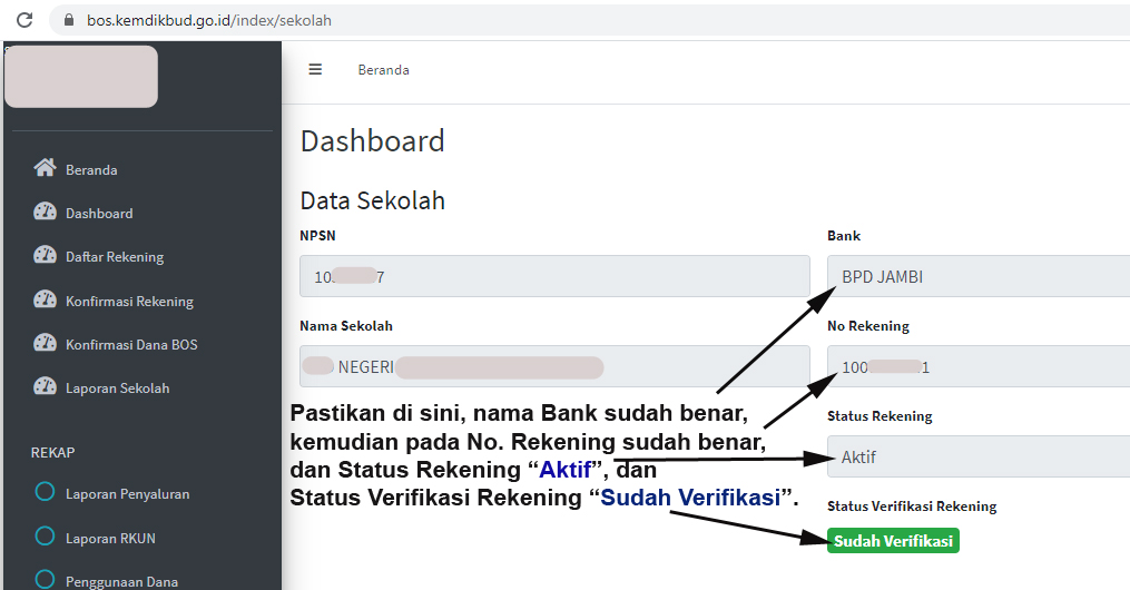 Cara Cek Status Verifikasi Rekening BOS Tahun 2021 di https://bos ... Cara Cek Status Verifikasi Rekening BOS Tahun 2021 di https://bos ...
