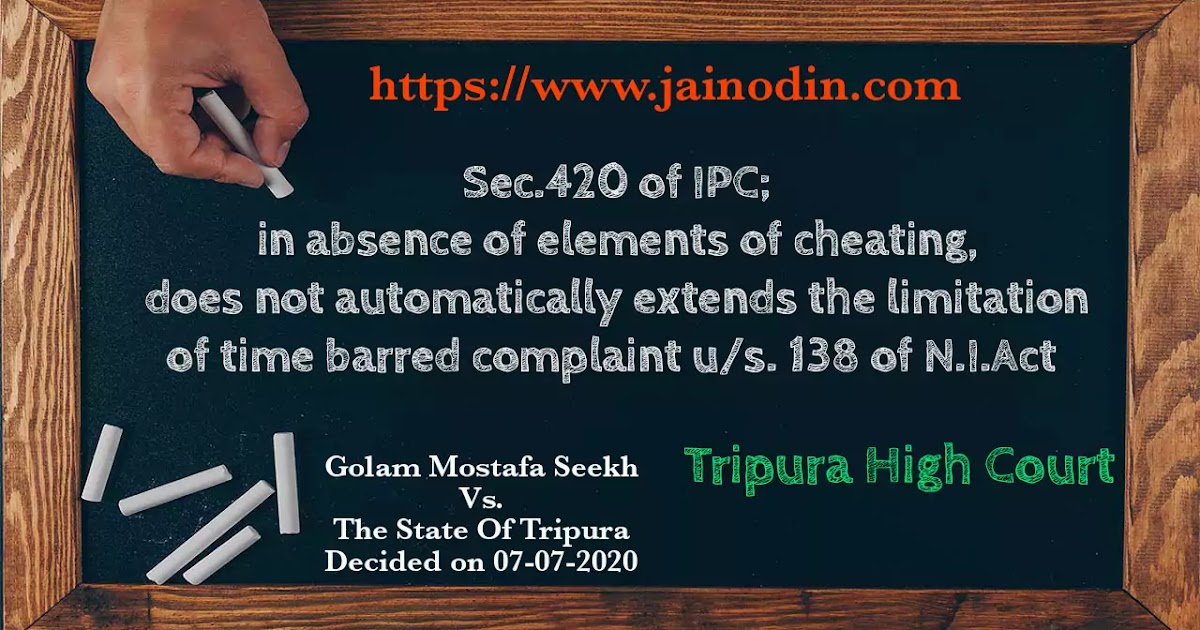 Adv. Jainodin's Legal Blog: Sec.420 of IPC; in absence of elements of ...