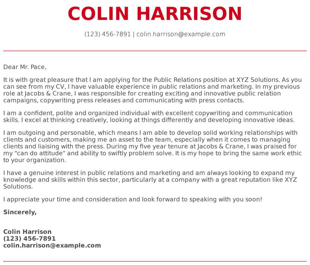 Pr Cover Letter Template ~ Resume Letter