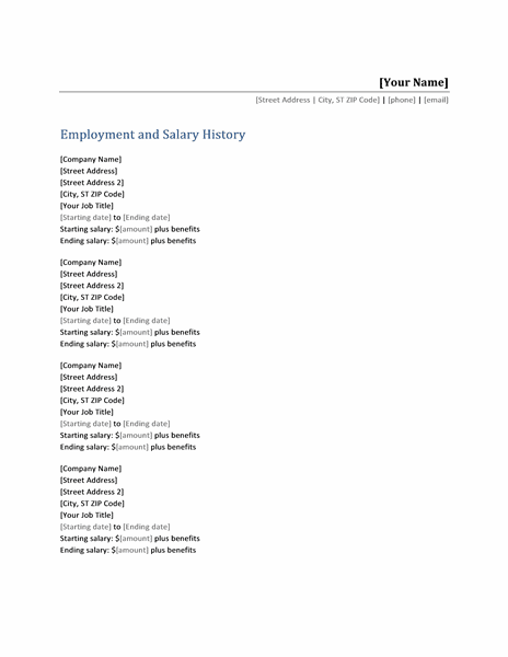 Work History Resume Templates | Sample Resume