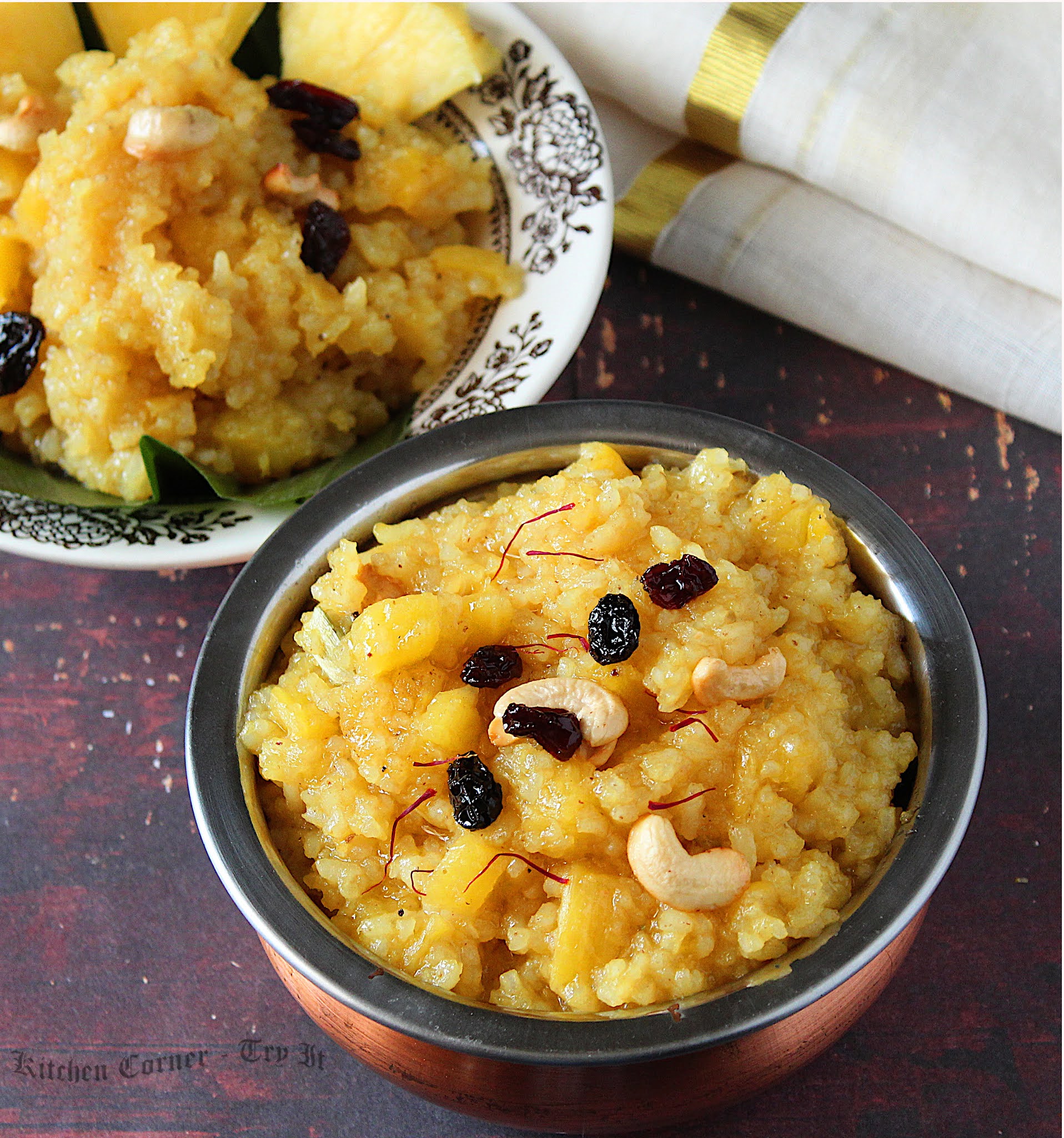 Pineapple Sweet Rice/ Rice Kesari Bhath- Flavored with Ghee and Saffron