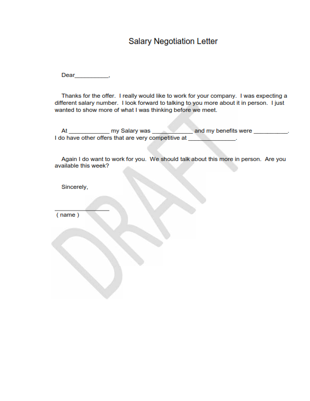 Free Sample Of Salary Negotiation Letter