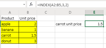 Excel - INDEX function