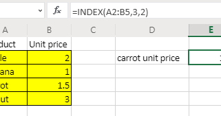 Excel - INDEX function
