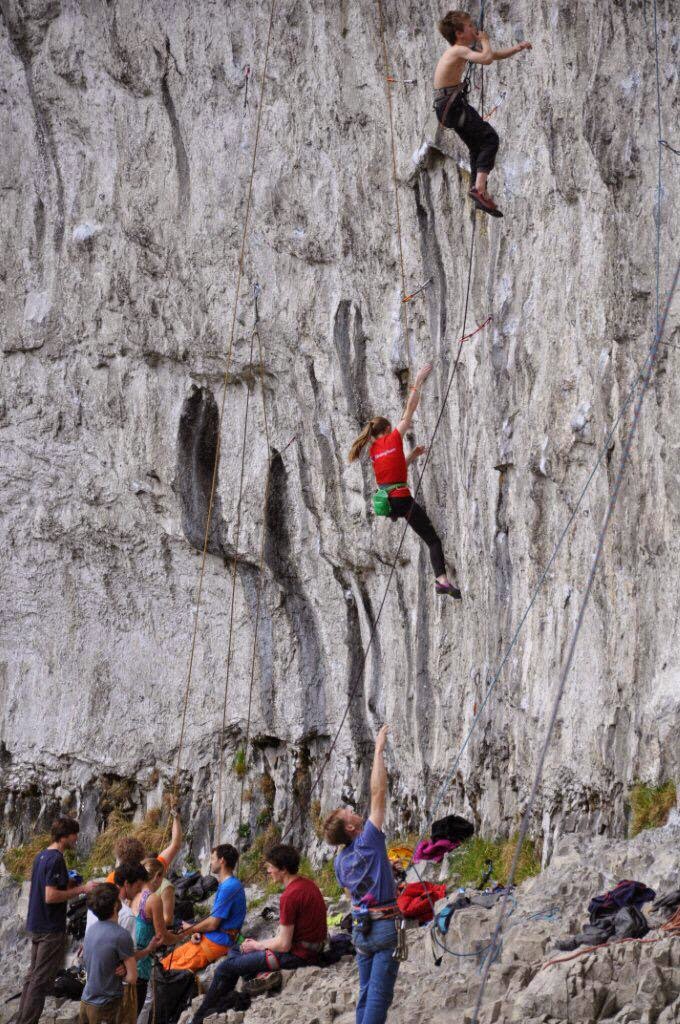 Issy and Finley Climbing: Climbing Outdoors at Malham Cove May 2015 (Issy)