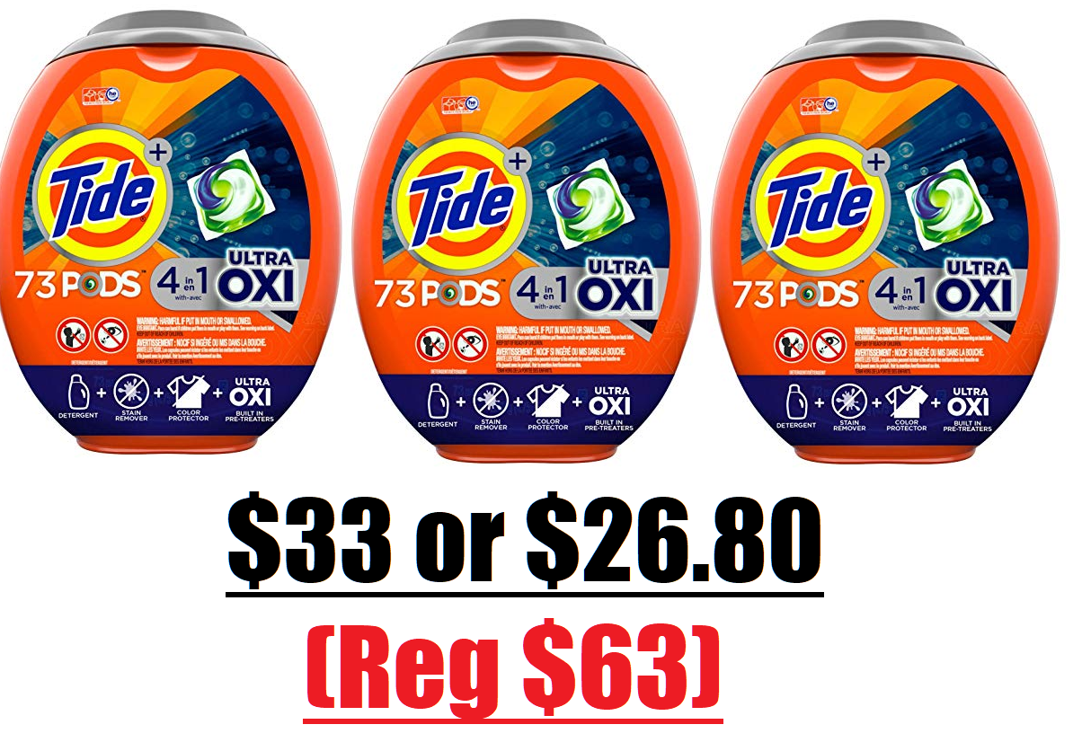 EXPIRED!! 3 Containers of 73ct Tide Pods Ultra Oxi Liquid Laundry ...