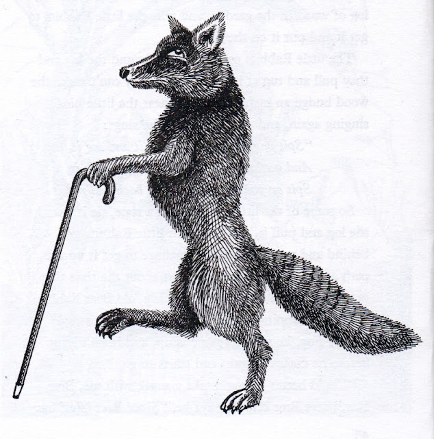 John Vernon Lord: Brer Fox walking with a walking stick