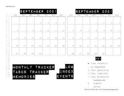 September 2021 Bullet Journal Bundle | Free Printable for Bullet ...
