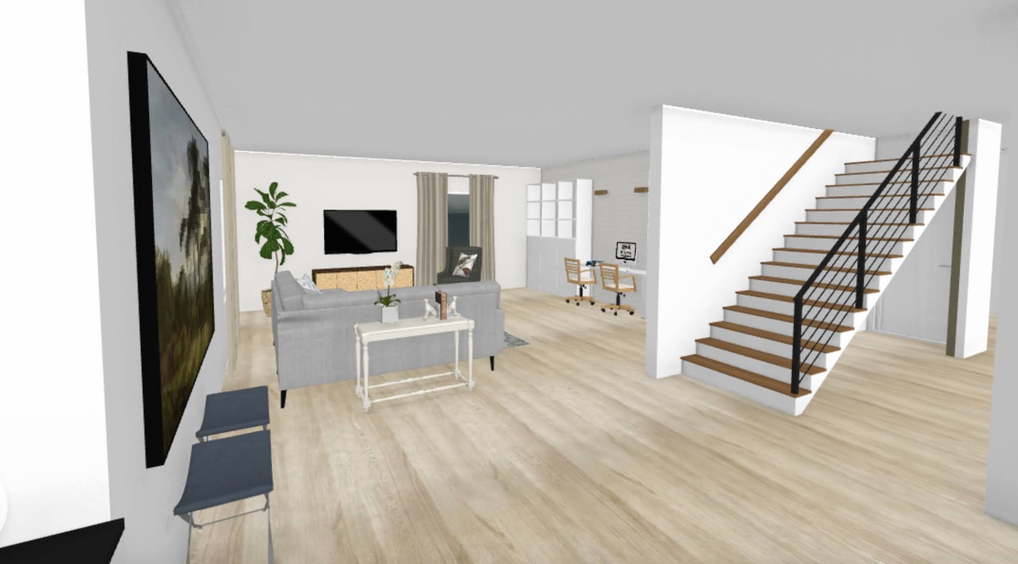 Client Design - An Open Concept Basement in 3D - Rambling Renovators