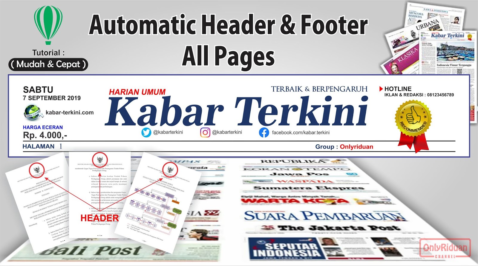 Cara Membuat Header dan Footer Otomatis Tampil disemua Halaman dengan ...
