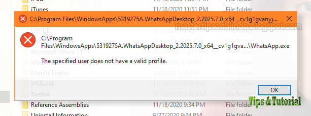 Cara Memperbaiki Error The specified user does not have a valid profile ...