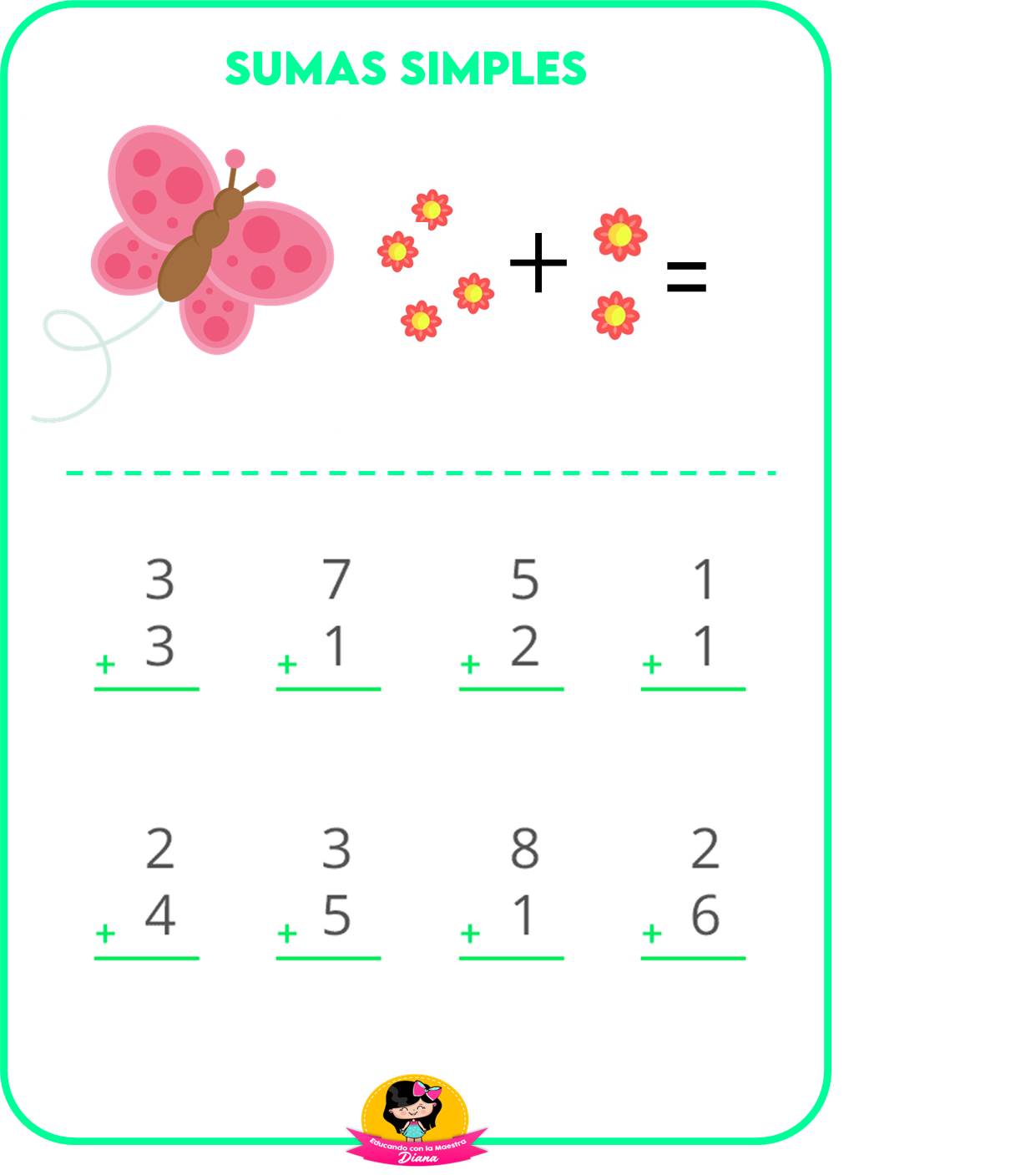 Educando con la Maestra: Sumas Simples / Ejercicios Educando con la Maestra: Sumas Simples / Ejercicios
