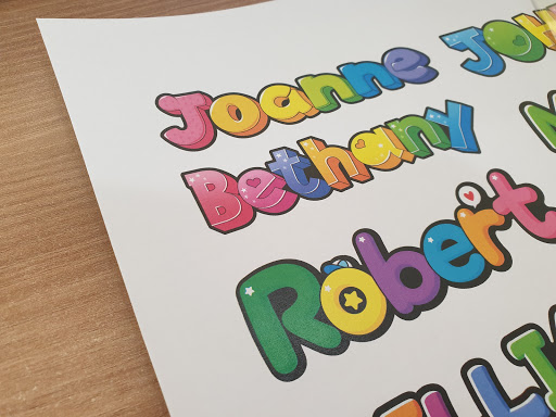 Make a name tag with POP font.(Name tag of English)