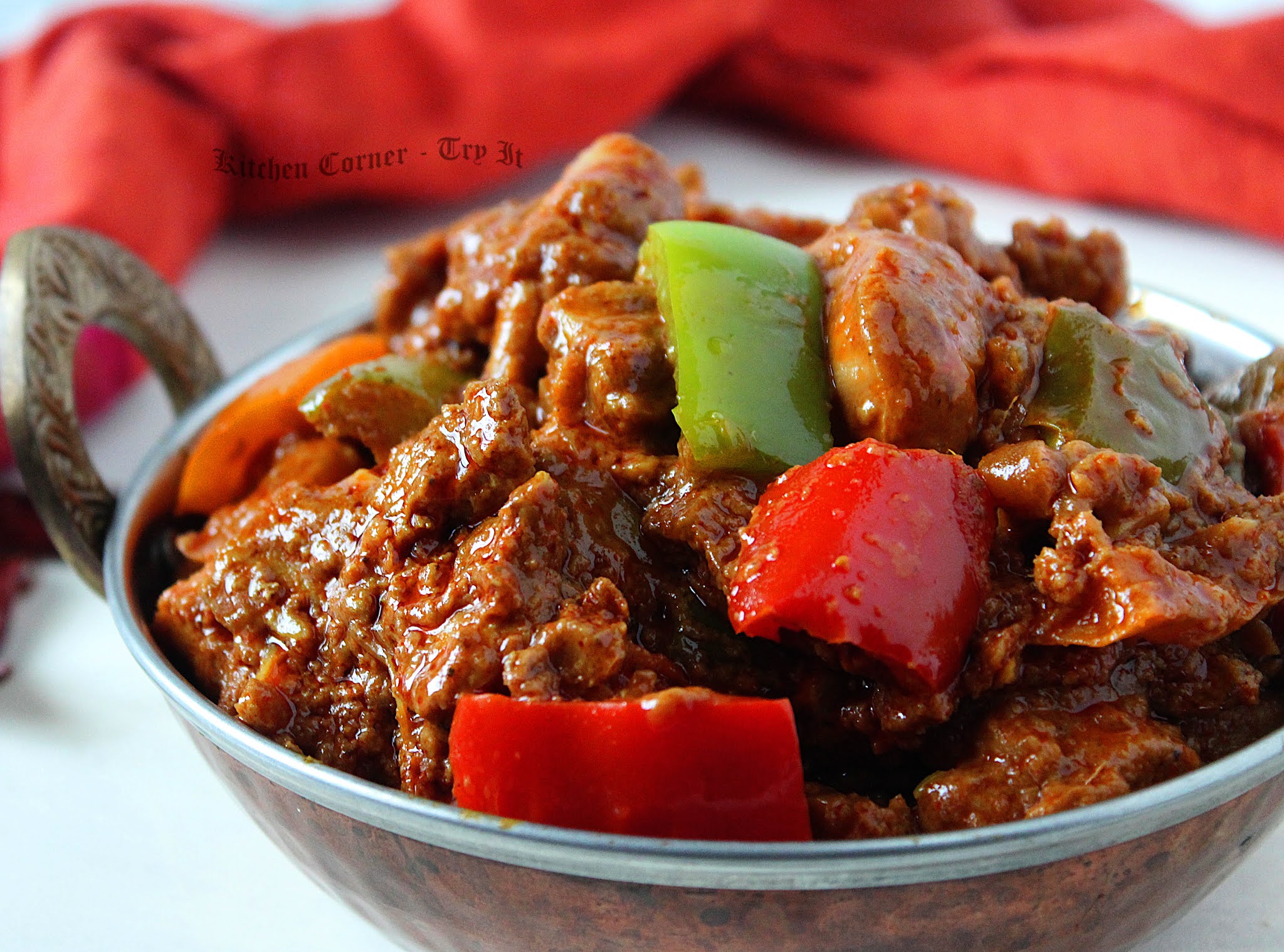 Capsicum Chicken/ Bell Pepper Chicken with Roasted Coconut Gravy