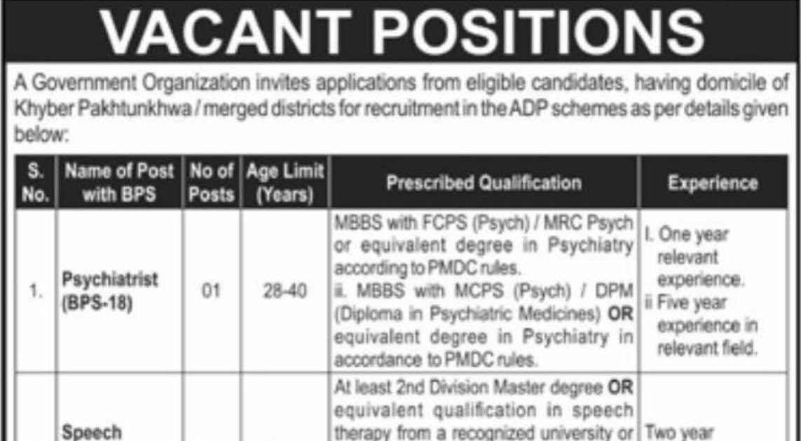 Today Latest Jobs in Pakistan 2021 Government Organization KPK