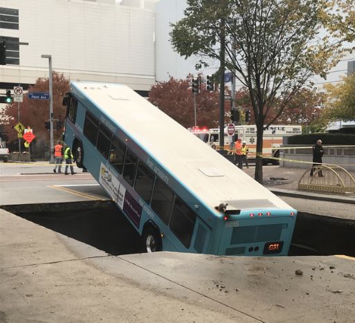 Just A Car Guy: A bus falls backward into a gaping sinkhole in ...
