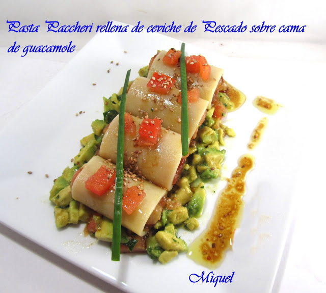 Les receptes del Miquel: Pasta Paccheri rellenos de ceviche de pescado ...
