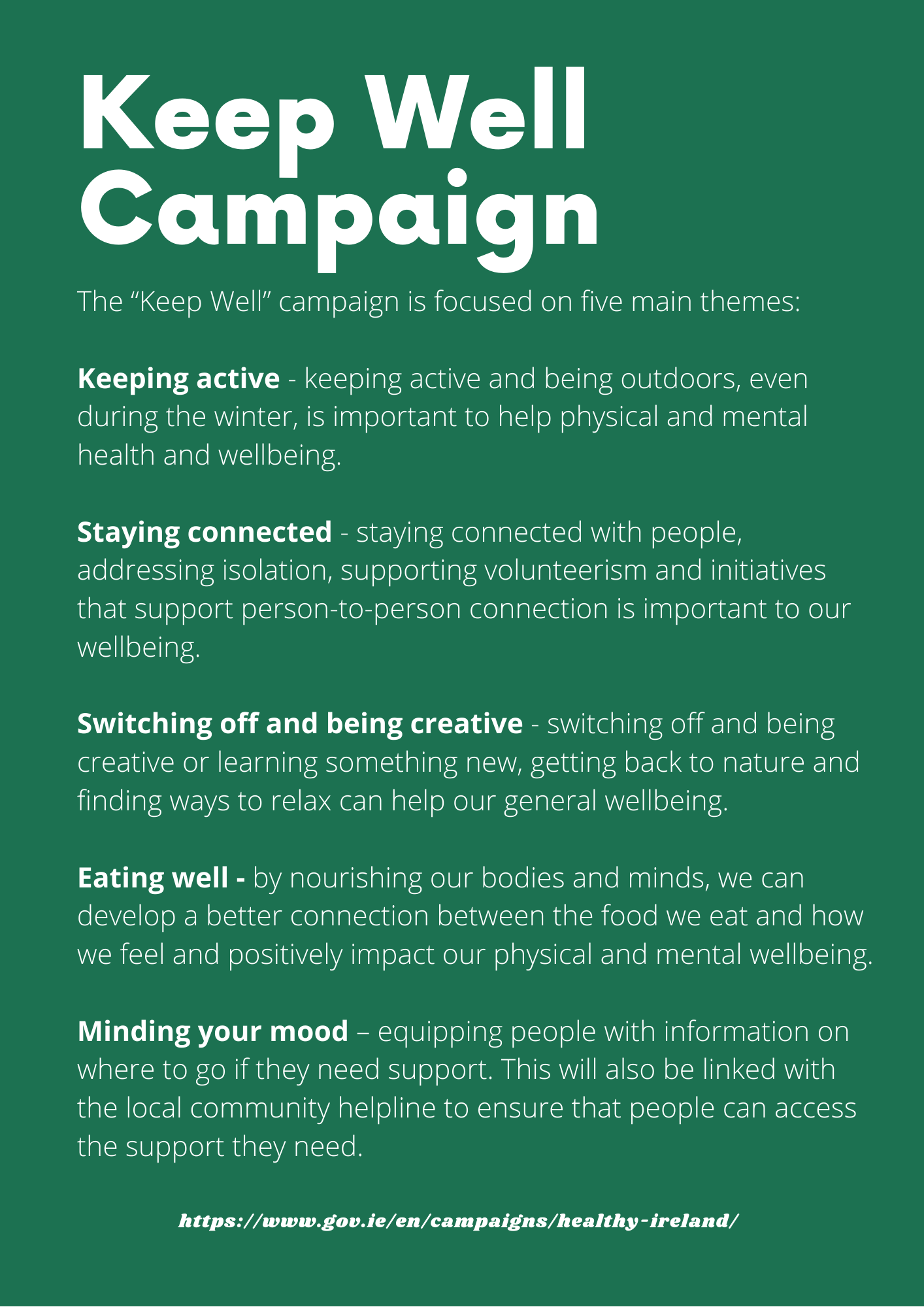 Keep Well Campaign - Sligo Community Training Centre