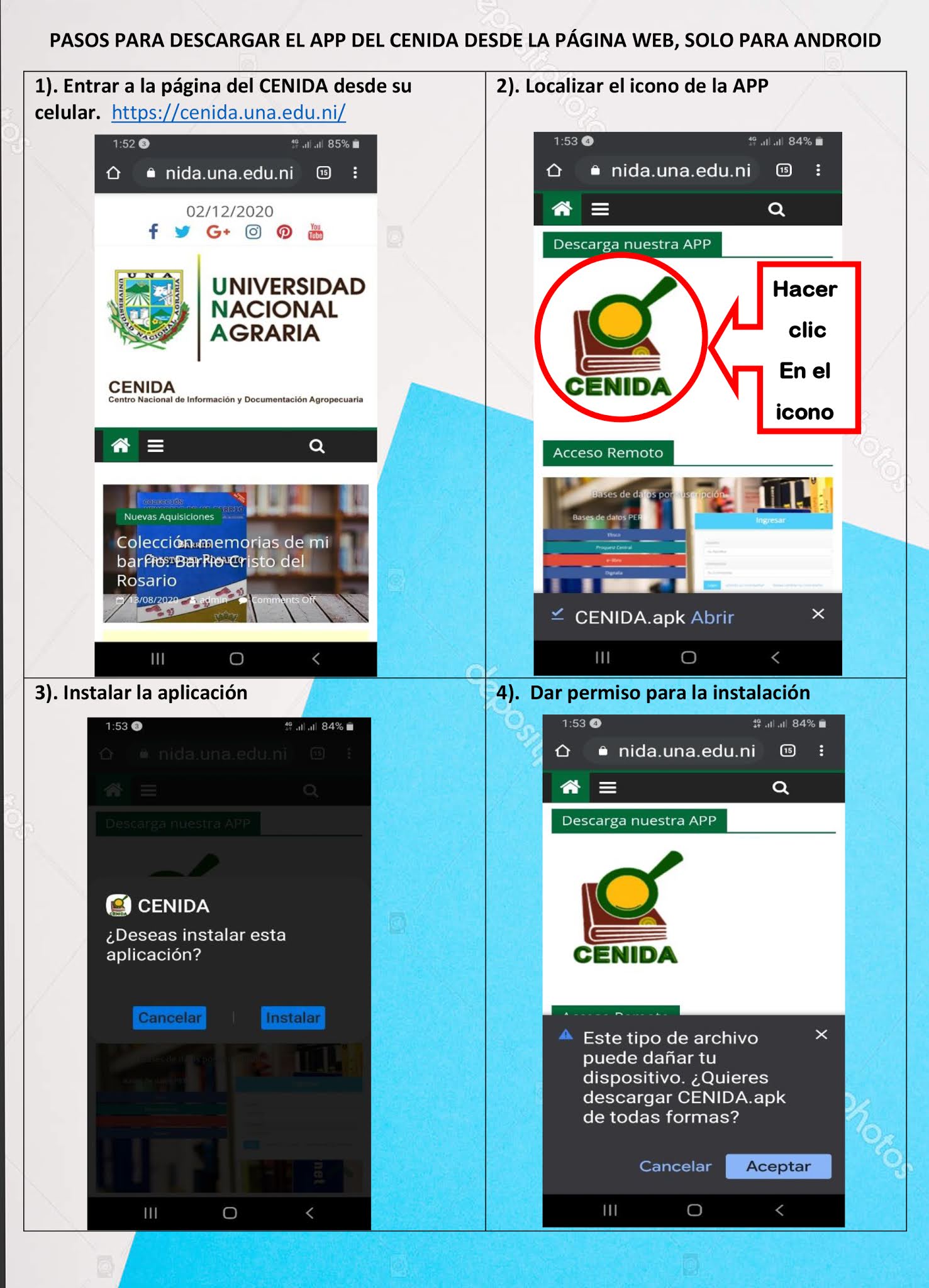 CENIDA: PASOS PARA DESCARGAR EL APP DEL CENIDA DESDE LA PÁGINA WEB ...