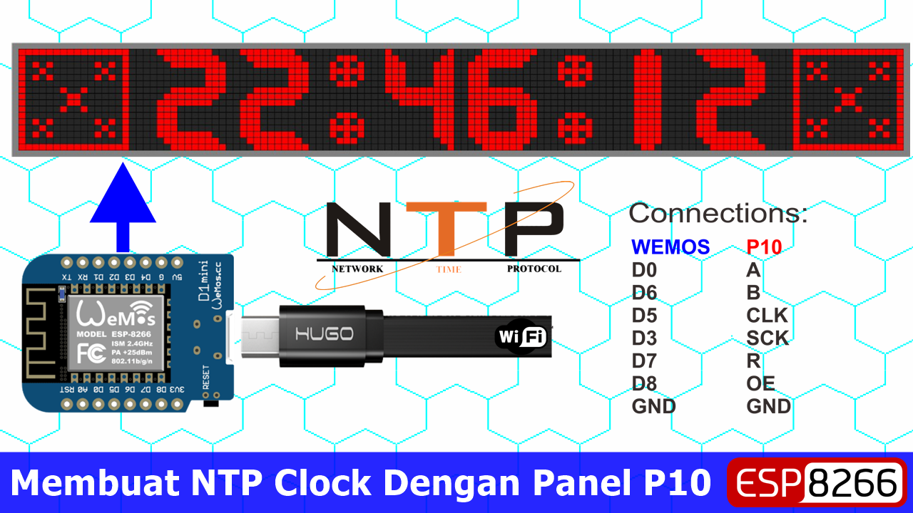 Membuat NTP Clock Dengan panel P10 Menggunakan Wemos D1 Mini ESP8266 ...