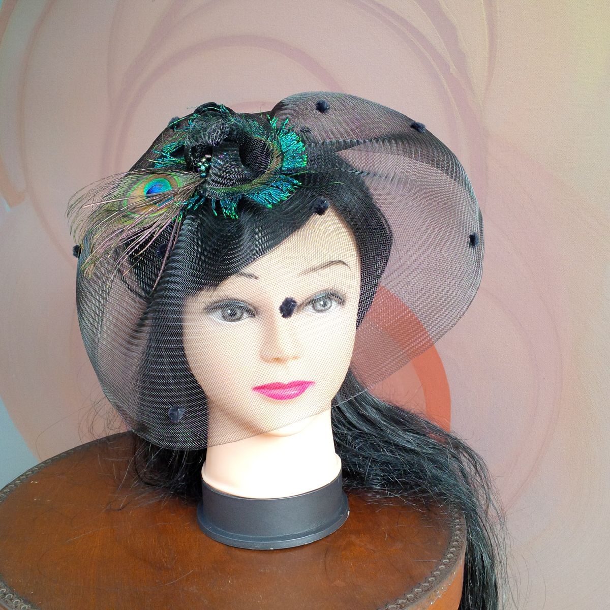 JCN Fascinators: Crinoline Hat Peacock