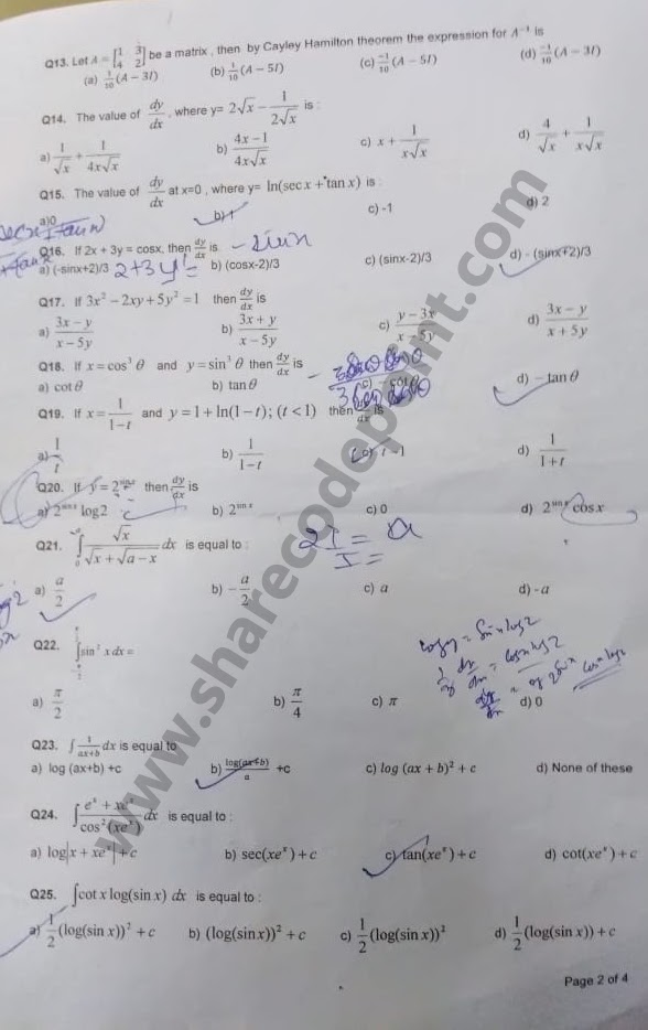 MTH165 mathematics for engineers mid term question paper - mth 165