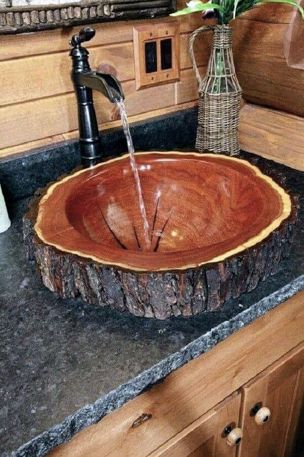 Lavamanos y Vanitorios rústicos hechos de madera