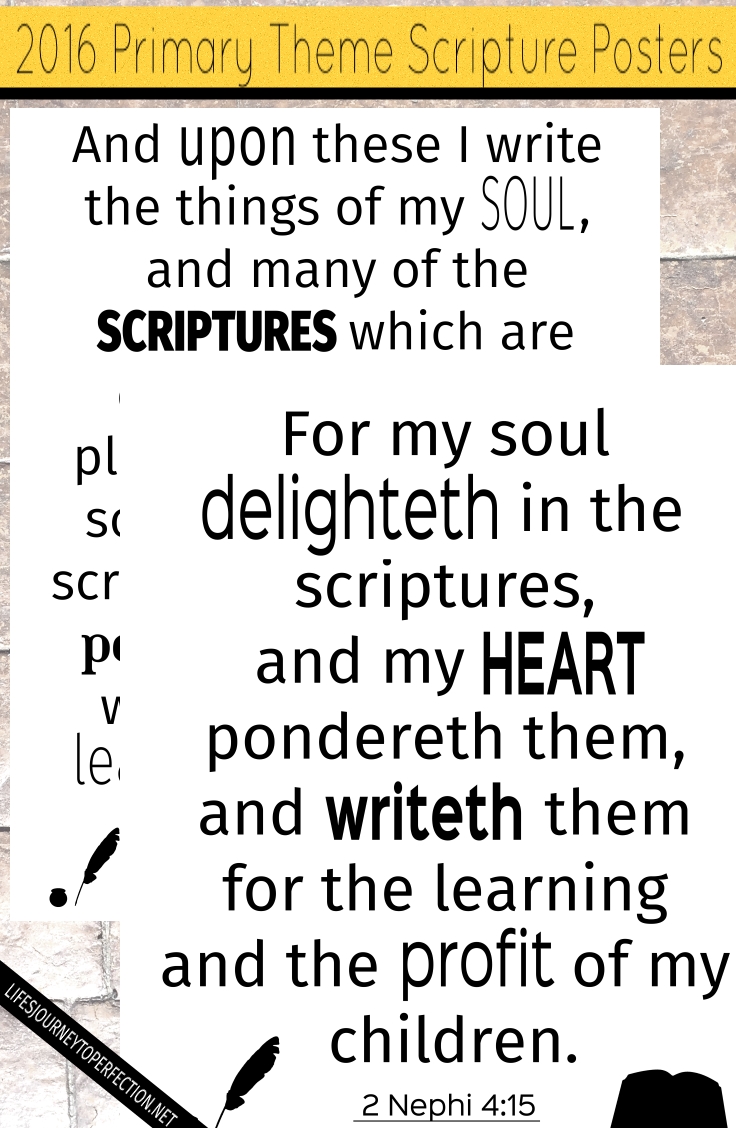 Life's Journey To Perfection: 2016 LDS Primary Theme Scripture Posters