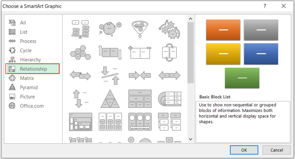 Insert SmartArt Graphic in Excel