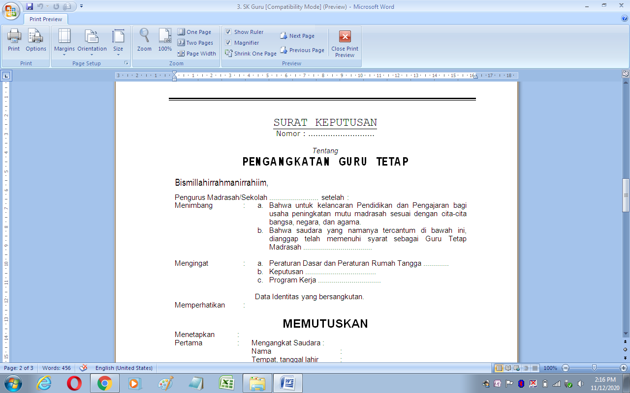 Contoh sk kepala sekolah, guru honorer dan pegawai - antapedia.com