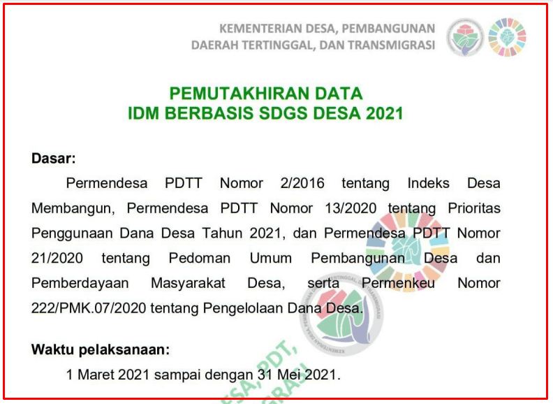 Download Juknis Pemutakhiran Data Idm Berbasis SDGS Desa - Juragan Desa