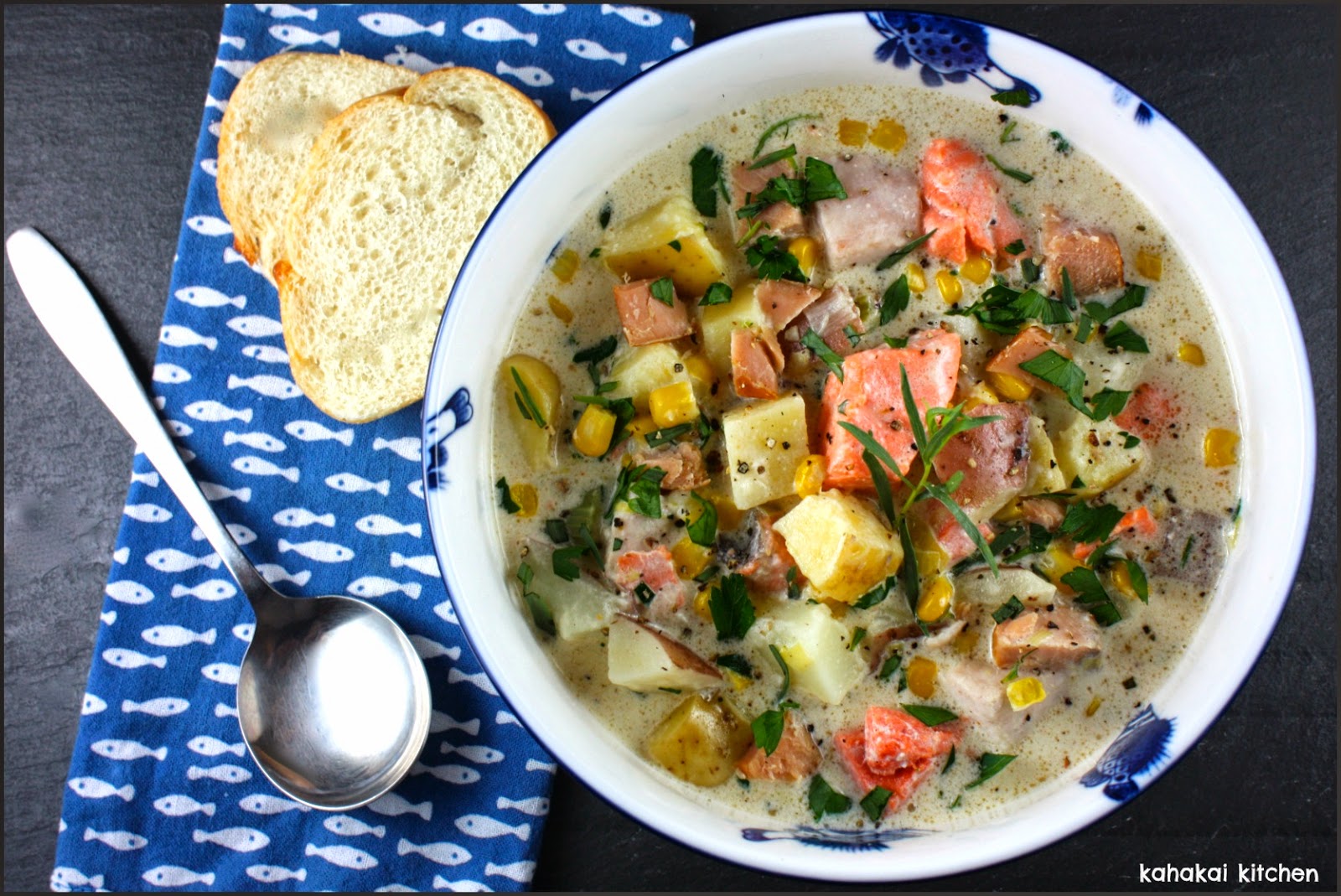 Kahakai Kitchen: Nigel Slater's Quick Fish & Corn Chowder: A Gorgeous ...