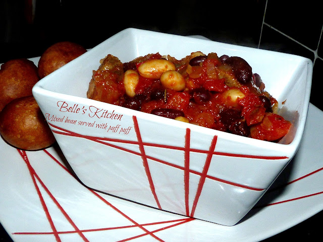 AFRILIGHT ~ BELLE'S KITCHEN: Mixed Beans served with Puff Puff
