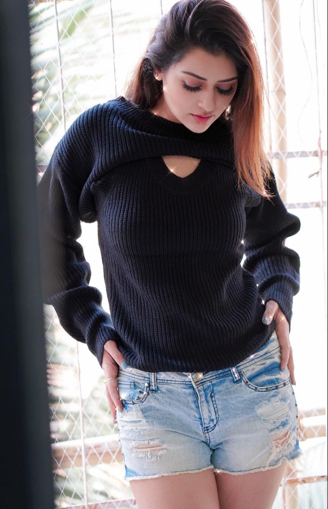 Payal Rajput Hot in Ripped Jeans Shorts - Filmy19