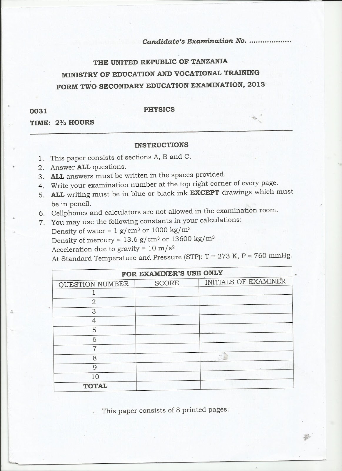 FORM TWO STUDY NOTES & PAST PAPERS BLOG: PHYSICS-FORM TWO SECONDARY ...