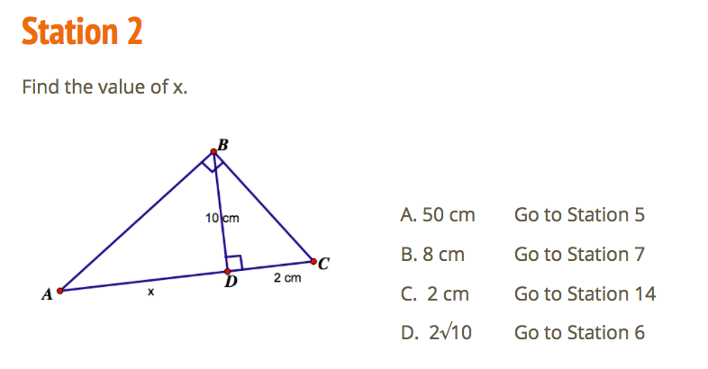 1:1 in the Math Classroom: Similarity in Right Triangles Station Maze