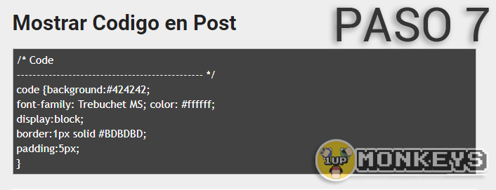 1UpMonkeys: Cómo mostrar código en tus post de Blogger