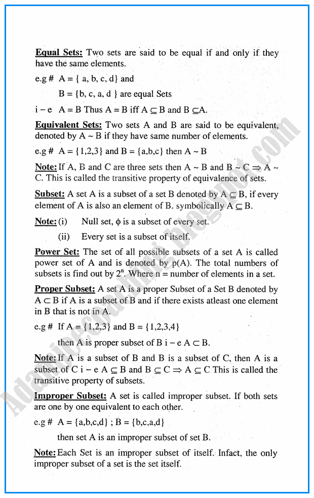 Adamjee Coaching: Sets - Definitions and Formulae - Mathematics Notes ...