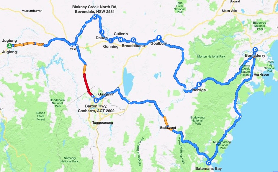 Stevie's Wanderings: 34 - There and back again - Jugiong - Batemans Bay ...