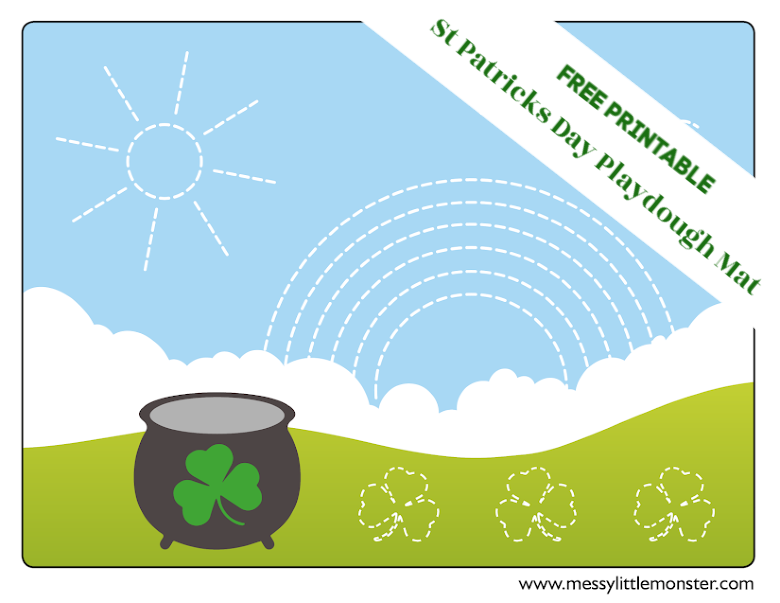 St Patricks Day Playdough Mat - Messy Little Monster