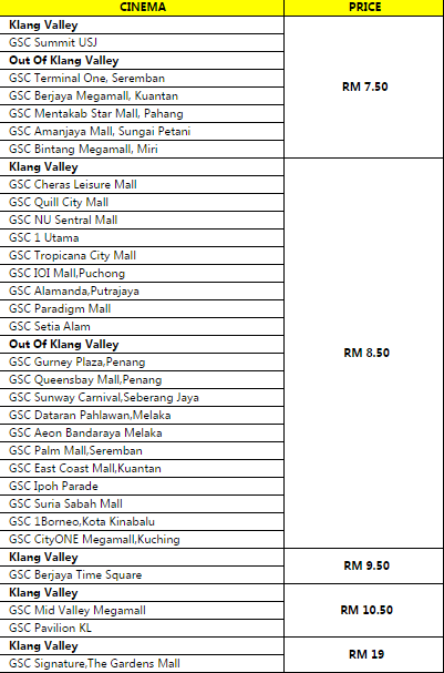 Golden Screen Cinema（GSC）将推出特别优惠，电影票从RM 7.50起 ！！ - Leesharing