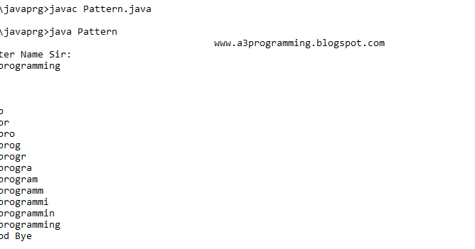 Program To Print String In Design Using Nested For Loop In Java Programming