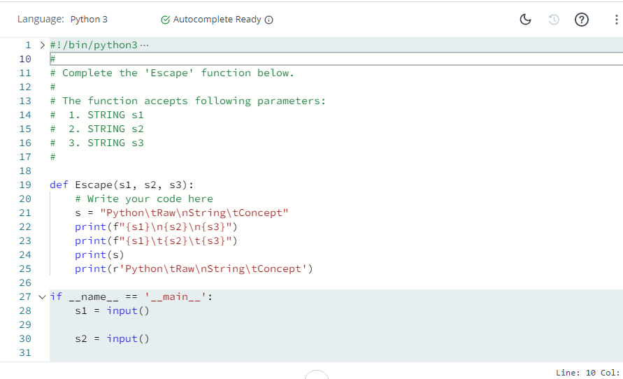 Techfreak Tej Newline And Tab Spacing Python Hackerrank Questions And Answers Course Id 55193