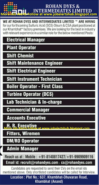 JOB ALERTS HUB: ROHAN DYES & INTERMEDIATES LTD - Hiring Electrical ...