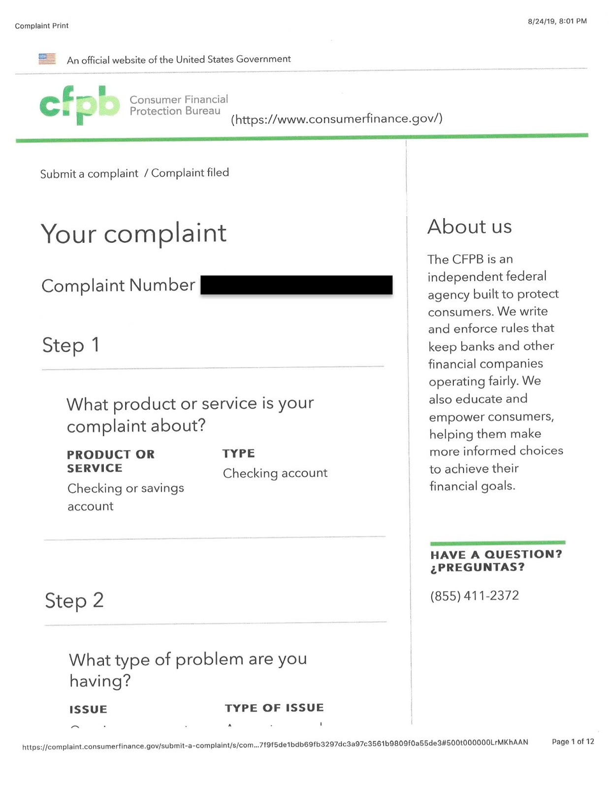 Wells Fargo Bank Fraud: CFPB & OCC Complaints - 2019