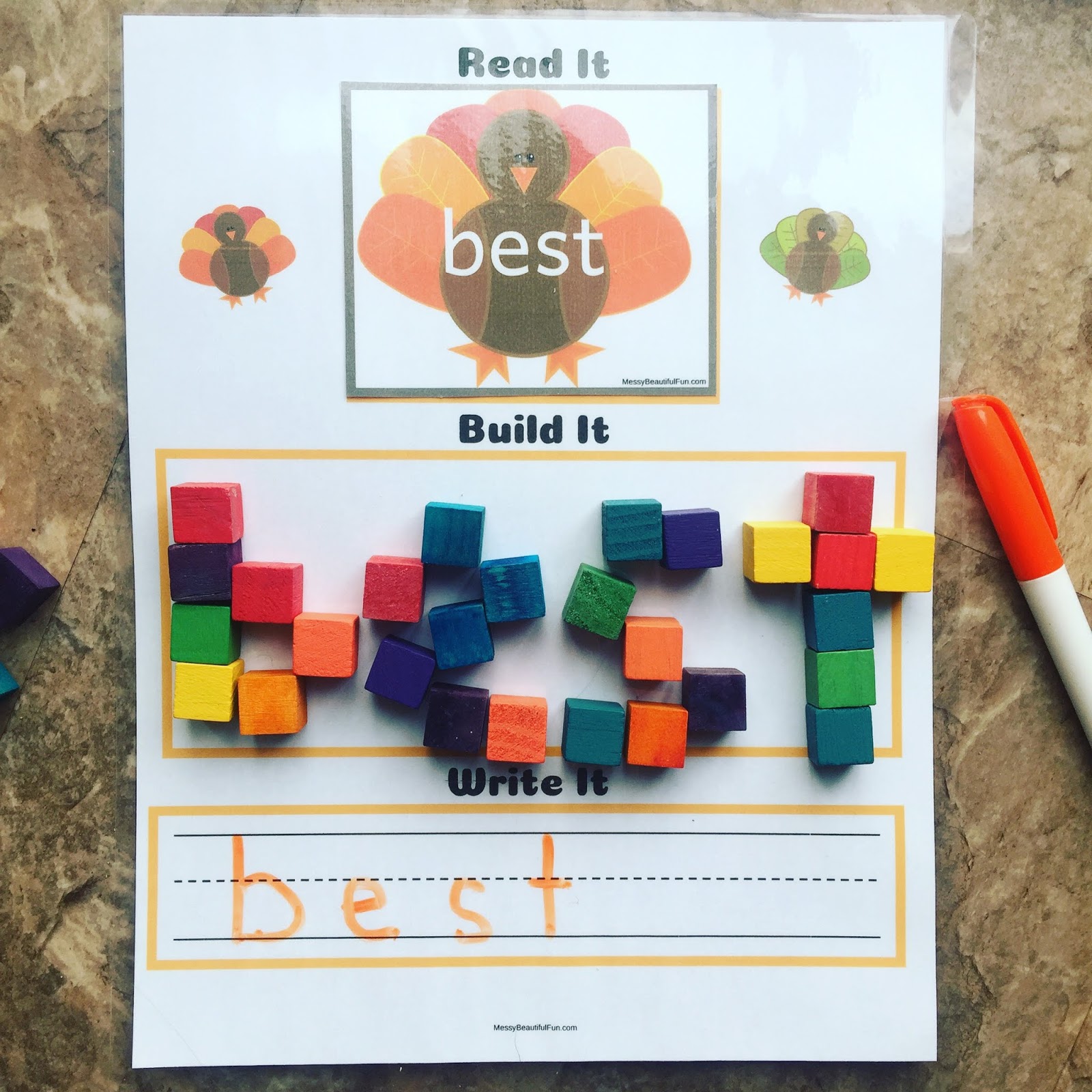 Messy, Beautiful, Fun: Turkey Tastic Sight Word Printable Packs With ...